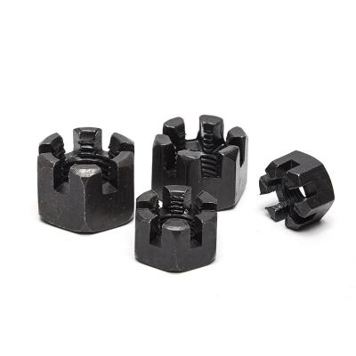 China Precision Nonstandard Parts OEM Service Fine Toothed Slotted Nut Black Finish M6-M30 for sale