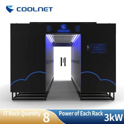 China Modular Data Center with Dual Row Cabinets and Cold Hot Aisle Featuring 8 Racks 3KW Rack Power and 2*30KW Cooling Capacity for sale