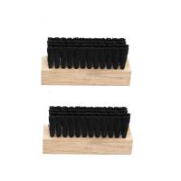 China Wood Handle Shoe Cleaning Brush 9.2cm with Soft Pig Hair and Medium Plastic Hair for Sneakers for sale