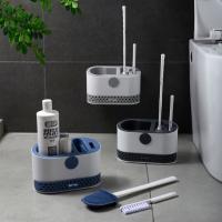 China Silicone Head TPR Toilet Bowl Cleaning Brush Set Wall Mounted Sustainable 230g for sale
