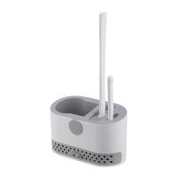 China Silicone Head TPR Toilet Bowl Cleaning Brush Set Wall Mounted Sustainable 230g for sale
