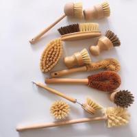China Natural Sisal Bristles Wood Bathroom Scrub Brush Bamboo Toilet Cleaning Brush 34.5x6.5cm for sale