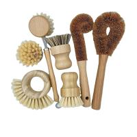 China Natural Sisal Bristles Wood Bathroom Scrub Brush Bamboo Toilet Cleaning Brush 34.5x6.5cm for sale