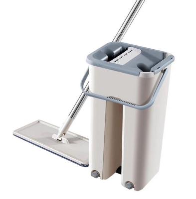 China Household Cleaning Microfiber Floor Mop 360 Degree Rotation with Bucket 125cm Stainless Steel Handle for sale