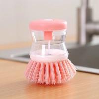 China Tpr Soap Dispensing Cleaning Brush Automatic Adding Press Button for sale