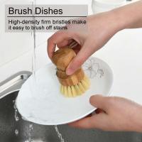 China Natural Sisal Bristle Bamboo Dish Brush for Cast Iron Pan Pot Eco Friendly Kitchen Cleaning for sale