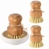 China Natural Sisal Bristle Bamboo Dish Brush for Cast Iron Pan Pot Eco Friendly Kitchen Cleaning for sale