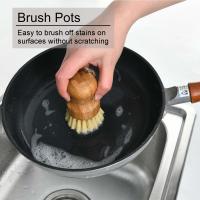 China Natural Sisal Bristle Bamboo Dish Brush for Cast Iron Pan Pot Eco Friendly Kitchen Cleaning for sale