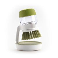 China Kitchen Cleaning Palm Brush with Soap Dispenser 190g 12x9x7.5cm Dish Washing Brush for sale