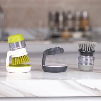 China Kitchen Cleaning Palm Brush with Soap Dispenser 190g 12x9x7.5cm Dish Washing Brush for sale
