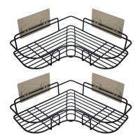 China Wall Mounted Sustainable Self Adhesive Bathroom Corner Shelf No Drilling Storage for sale