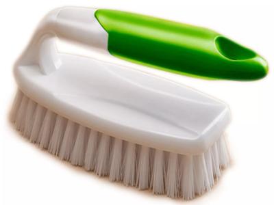 China Household Plastic Cloth Washing Brush 17x14.5x6cm with Handle Durable PBT Bristle for sale
