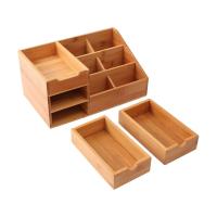China Bamboo 2 Drawers Make Up Organizer Storage Natural Color for sale
