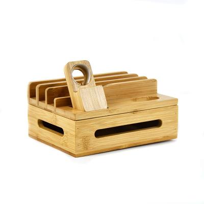 China Bamboo Wooden Charging Station Stand Customized for sale