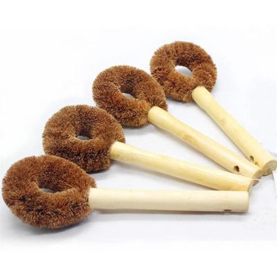 China Natural Coconut Fiber Dish Brush 24x9cm Wooden Handle Pot Pan Cleaner Refill Eco Friendly for sale
