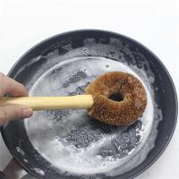 China Natural Coconut Fiber Dish Brush 24x9cm Wooden Handle Pot Pan Cleaner Refill Eco Friendly for sale