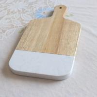 China Natural Stone White Marble 18x32cm Wood Vegetable Cutting Board with Knife Set for sale