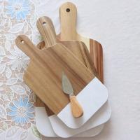 China Natural Stone White Marble 18x32cm Wood Vegetable Cutting Board with Knife Set for sale