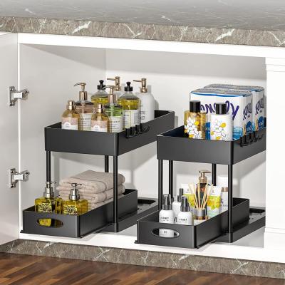 China 2 Pack Bathroom Shelf Organizer Rack Under Sink 2 Tier for sale