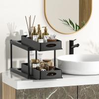 China 2 Pack Bathroom Shelf Organizer Rack Under Sink 2 Tier for sale