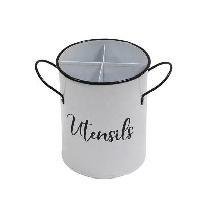 China Stainless Steel Cutlery Holder Rotating Kitchen Utensil Organizer 15.8cm Dia for sale