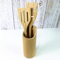 China Natural Bamboo Kitchen Utensil Holder Organizer 8.5 x 5.5 x 4.1 in Standing Storage Rack for sale