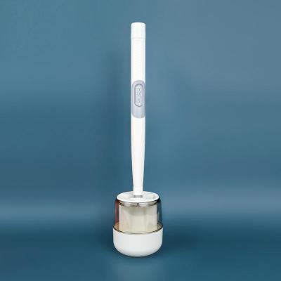 China TPR Silicone Toilet Brush with Soap Dispensing Head 42x10cm Floor Standing for sale
