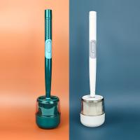 China TPR Silicone Toilet Brush with Soap Dispensing Head 42x10cm Floor Standing for sale