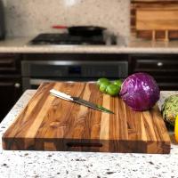 China Large Teak Wood Cutting Board 20x15x1.5 Inches Reversible Juice Groove Carving Block for sale