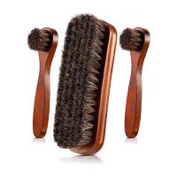 China 100% Horsehair Wooden Shoe Brush 13.8cm for Cleaning and Polishing Leather for sale