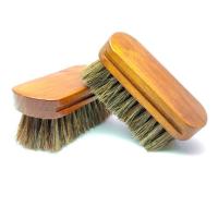 China Custom Logo Wooden Handle Horsehair Shoe Cleaning Brush 10.7x5cm for Leather Care for sale