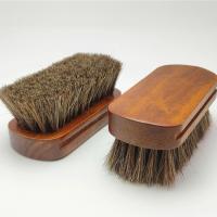 China Custom Logo Wooden Handle Horsehair Shoe Cleaning Brush 10.7x5cm for Leather Care for sale