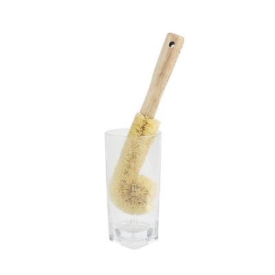 China Wooden Coconut Cleaning Brush 20x4x4cm for Cups Decanters Bottles Kitchen Dish Scrubber for sale