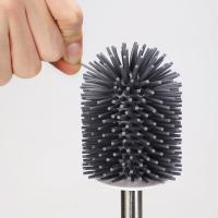 China Kingwell Silicone Toilet Brush Set with Holder Bathroom Cleaning Tool 12x15x12cm for sale