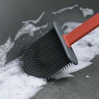 China 38x10x4cm Silicone Toilet Brush and Holder Set for Hotel Bathroom Cleaning for sale