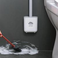China 38x10x4cm Silicone Toilet Brush and Holder Set for Hotel Bathroom Cleaning for sale