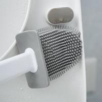 China Silicone Toilet Bowl Cleaning Brush Set 36.7cm Leakproof Wall Mounted Holder for sale