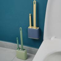 China Silicone Toilet Bowl Cleaning Brush Set 36.7cm Leakproof Wall Mounted Holder for sale