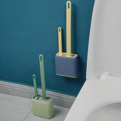 China Silicone Toilet Bowl Cleaning Brush Set 36.7cm Leakproof Wall Mounted Holder for sale