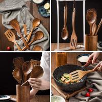 China Kitchen Teak Wood Cooking Utensils Set Non Stick for sale