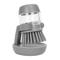 China Soap Dispensing Dish Washing Brush 5x5x10 cm with Drip Tray Kitchen Scrub Brush for sale