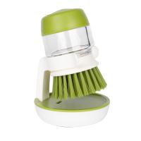 China Soap Dispensing Dish Washing Brush 5x5x10 cm with Drip Tray Kitchen Scrub Brush for sale