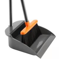 China Adjustable Long Handle Aluminum Broom and Dustpan Set with Comb Teeth for Household Cleaning for sale
