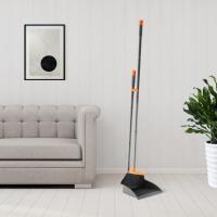 China Adjustable Long Handle Aluminum Broom and Dustpan Set with Comb Teeth for Household Cleaning for sale