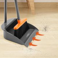 China Adjustable Long Handle Aluminum Broom and Dustpan Set with Comb Teeth for Household Cleaning for sale