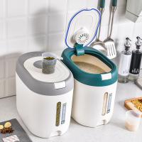 China Kitchen Transparent 10kg Grain Storage Container Round Rotating for sale