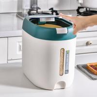 China Kitchen Transparent 10kg Grain Storage Container Round Rotating for sale