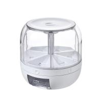 China 6 Grid Rotating Dry Food Storage Container 3L Rice Grain Dispenser PP ABS for sale