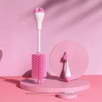 China 3 in 1 Straight Hilt Rotary Silicone Cleaning Brush Set for Baby Bottle Nipple Straw 270mm for sale