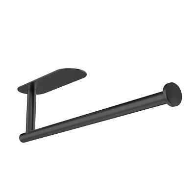 China Stainless Steel Under Cabinet Paper Towel Holder Wall Mounted Adhesive 33.5cm Black for sale